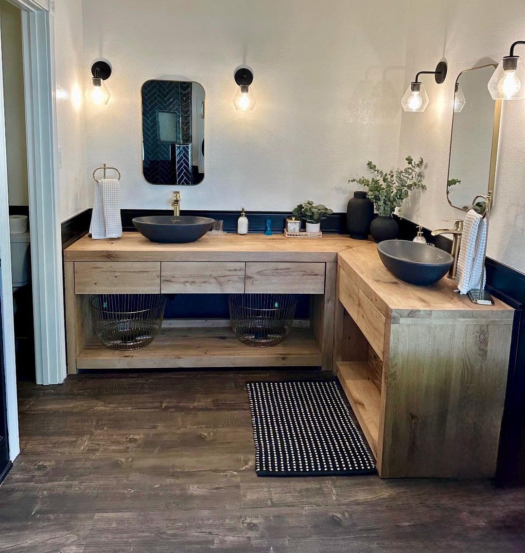 Rustic Oak Bathroom Vanity Cabinet - Large Custom Sink Unit for Restaurant & Hotel Furniture - Etsy