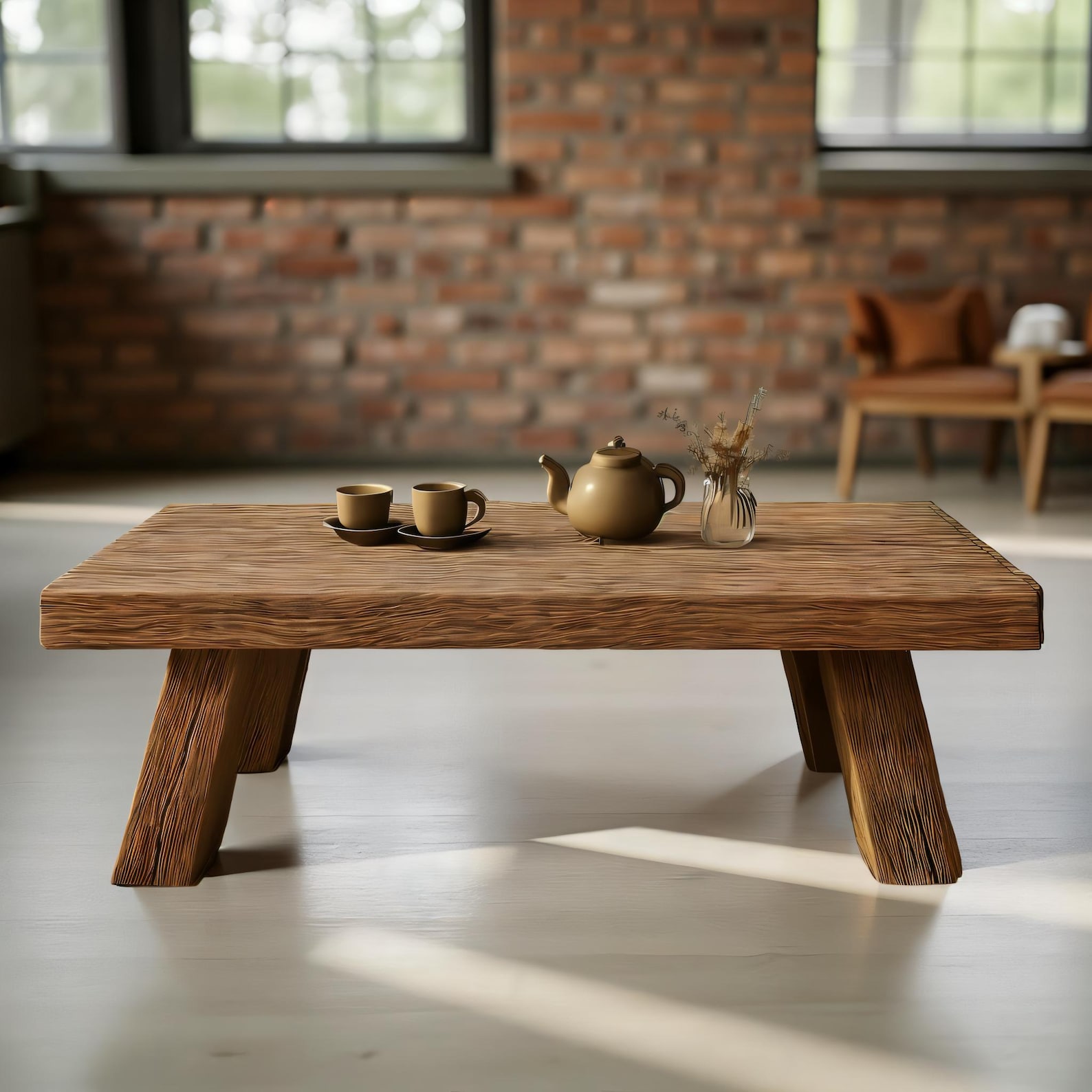 Handmade Reclaimed Dark Oak Coffee Table: Japandi Rustic Low Table - Etsy