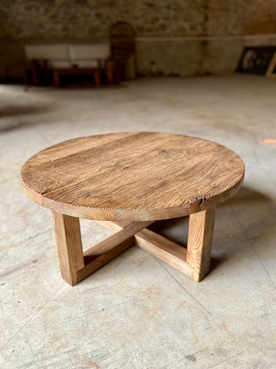 Round Wood Coffee Table Modern Furniture, Rustic Modern Table Reclaimed ...