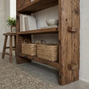 Reclaimed Barnwood Farmhouse Bookcase – Handmade Rustic Wood Open ...