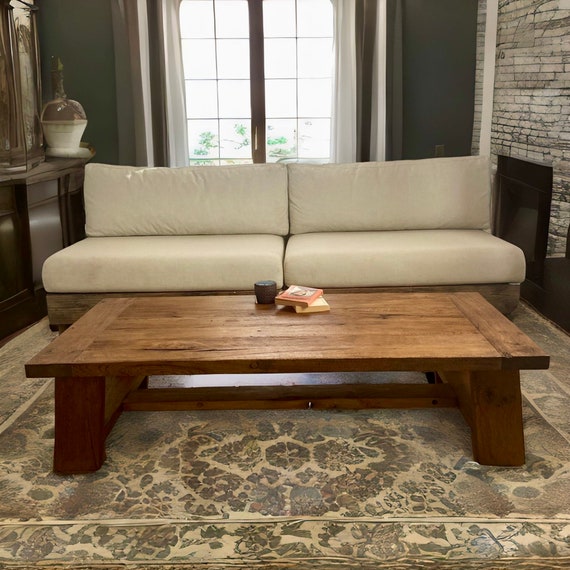 Long Coffee Table Reclaimed Wood Low Wood Coffee Table Rectangle Rustic Oak Coffee Table Living Room Rustic Reclaimed Wood Table Etsy