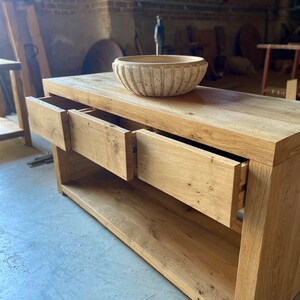 Rustic Oak Bathroom Vanity With Drawers: Farmhouse Reclaimed Wood Cabinet - Etsy