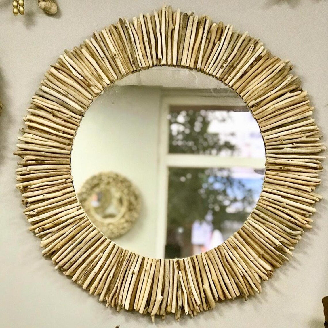 Drift Wood Sunburst Mirror Wall Decor Boho Sunshine Mirror - Etsy