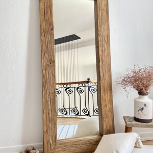 Reclaimed Wood Full Length Floor Mirror – Rustic Wabi Sabi Wall Decor ...