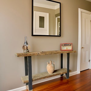 Reclaimed Wood Console Table With Shelf, Rustic Wood Hallway Table ...