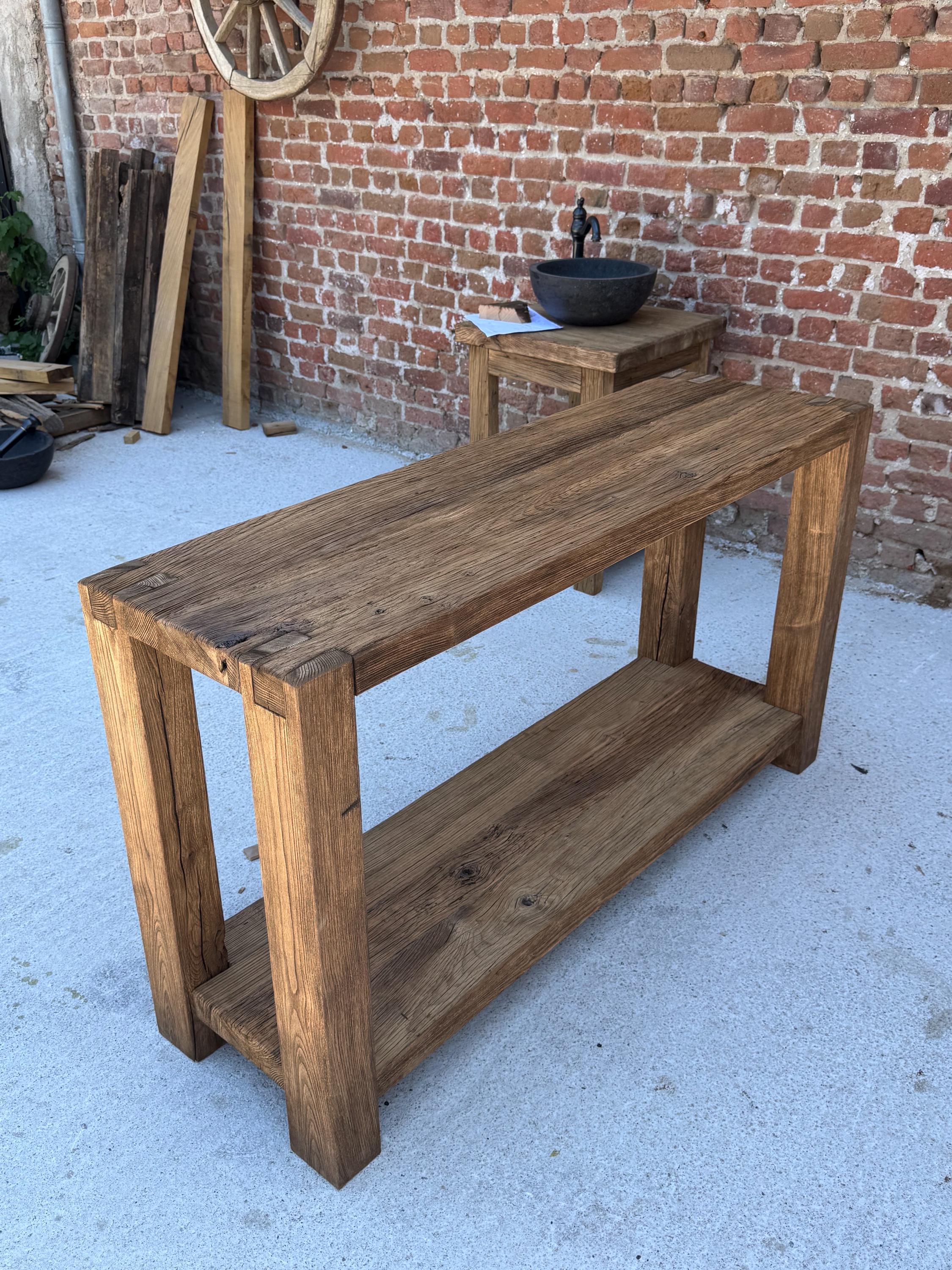 100 Year Old Oak Narrow Kitchen Island – Rustic Farmhouse Long Counter ...