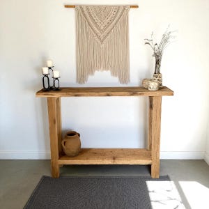 Reclaimed Oak Narrow Console Table: Rustic Hallway Entryway Sofa Table ...