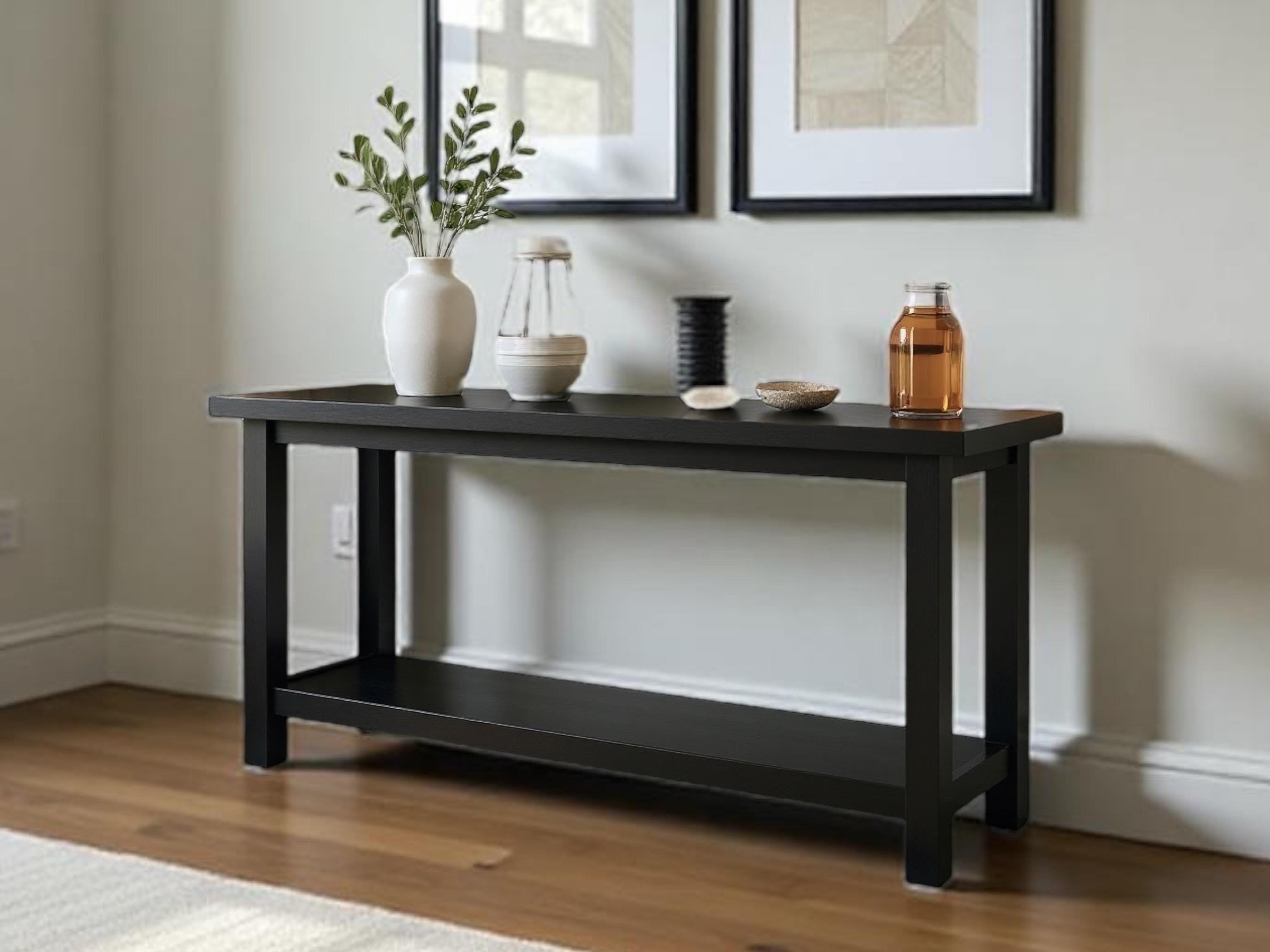 Rustic Black Wood Console Table – Modern Long Narrow Oak Entryway Table ...