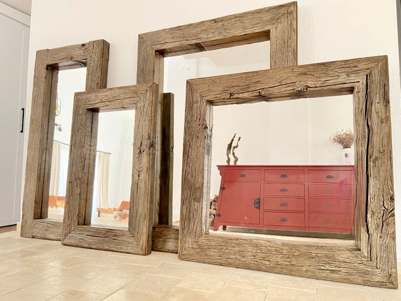 Reclaimed Oak Wood Floor Mirror: Rustic Farmhouse Decor - Etsy