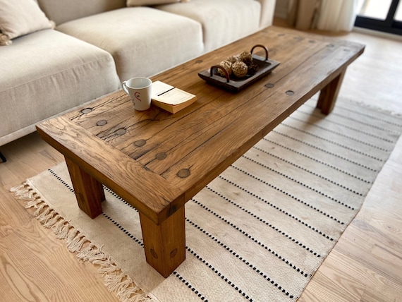 Wood Reclaimed Coffee Table Unique Wood Long Coffee Table Reclaimed Wood Unique Wood Coffee Table Etsy