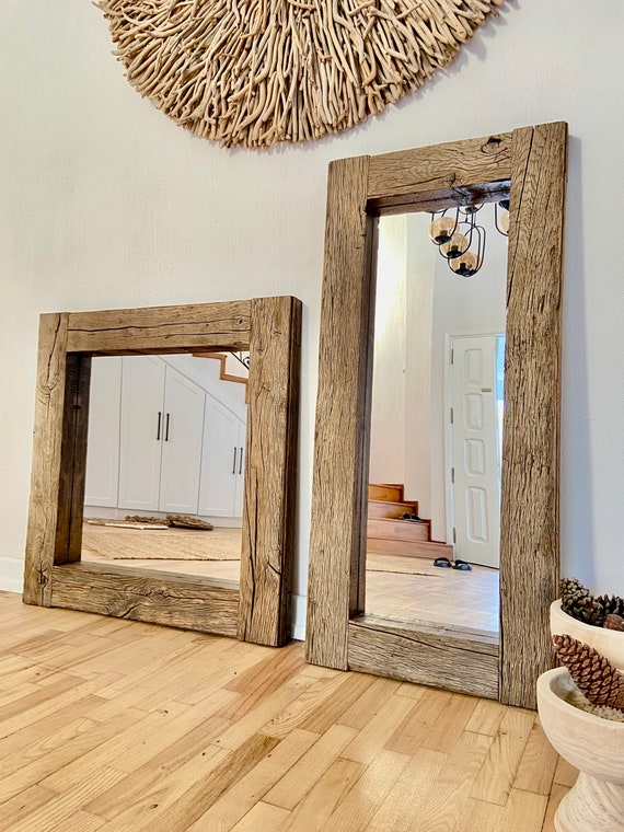 Reclaimed Wood Wall Rustic Mirror for Bathroom Floor Mirror Wall Decor Farmhouse Mirror Fireplace Mirror Farmhouse Bathroom Mirror Wall Etsy