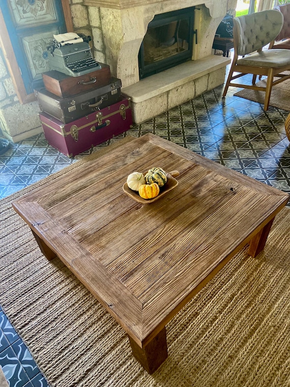 Mesa De Centro Cuadrada De Madera Recuperada Mesa De Centro Cuadrada