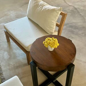 Rustic Thick Round Side Table, Rustic Oak End Table Round, Farmhouse ...