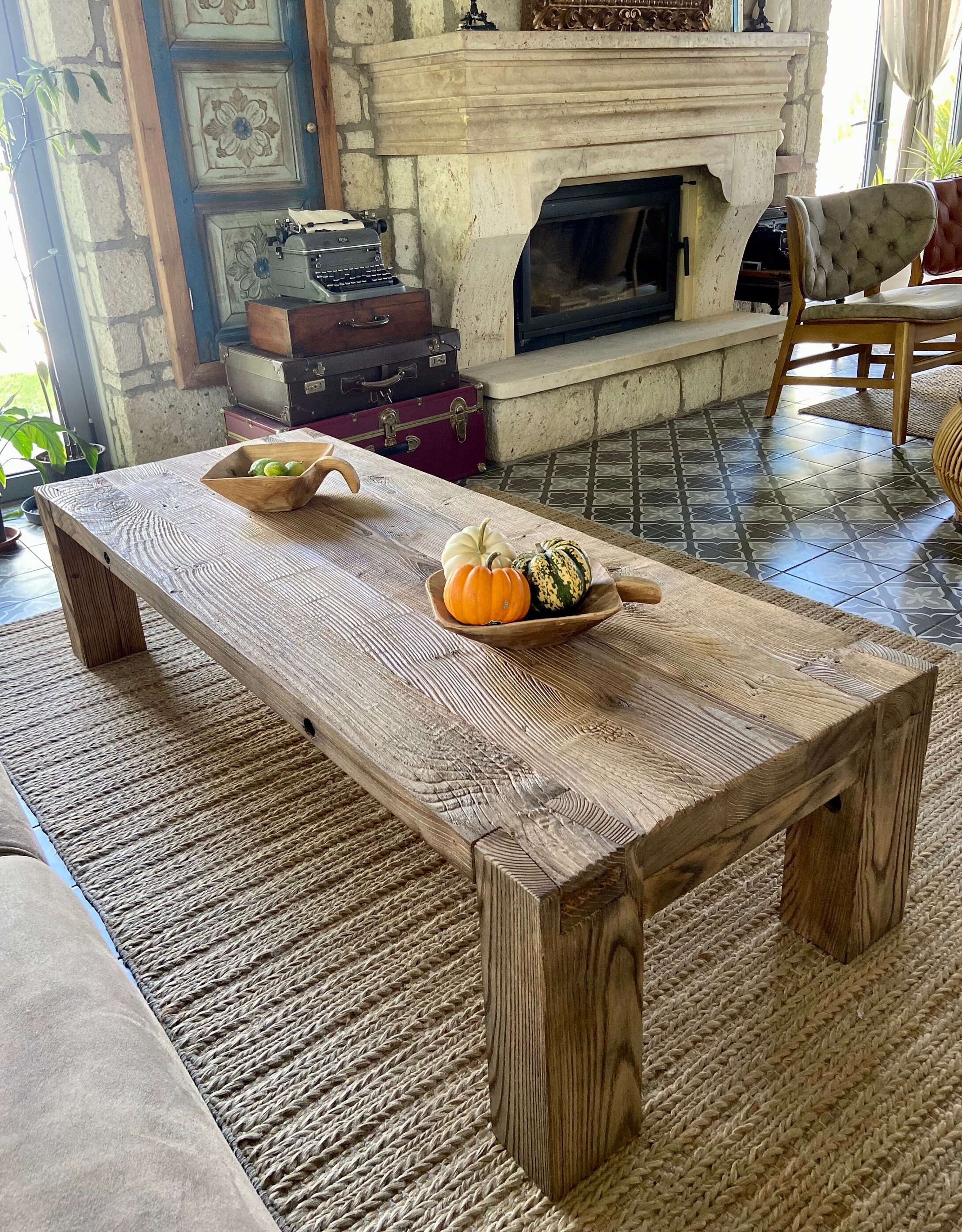 Long Coffee Table Reclaimed Wood Unique Wood Coffee Table Rustic Low Coffee Table Wood Reclaimed Etsy Canada