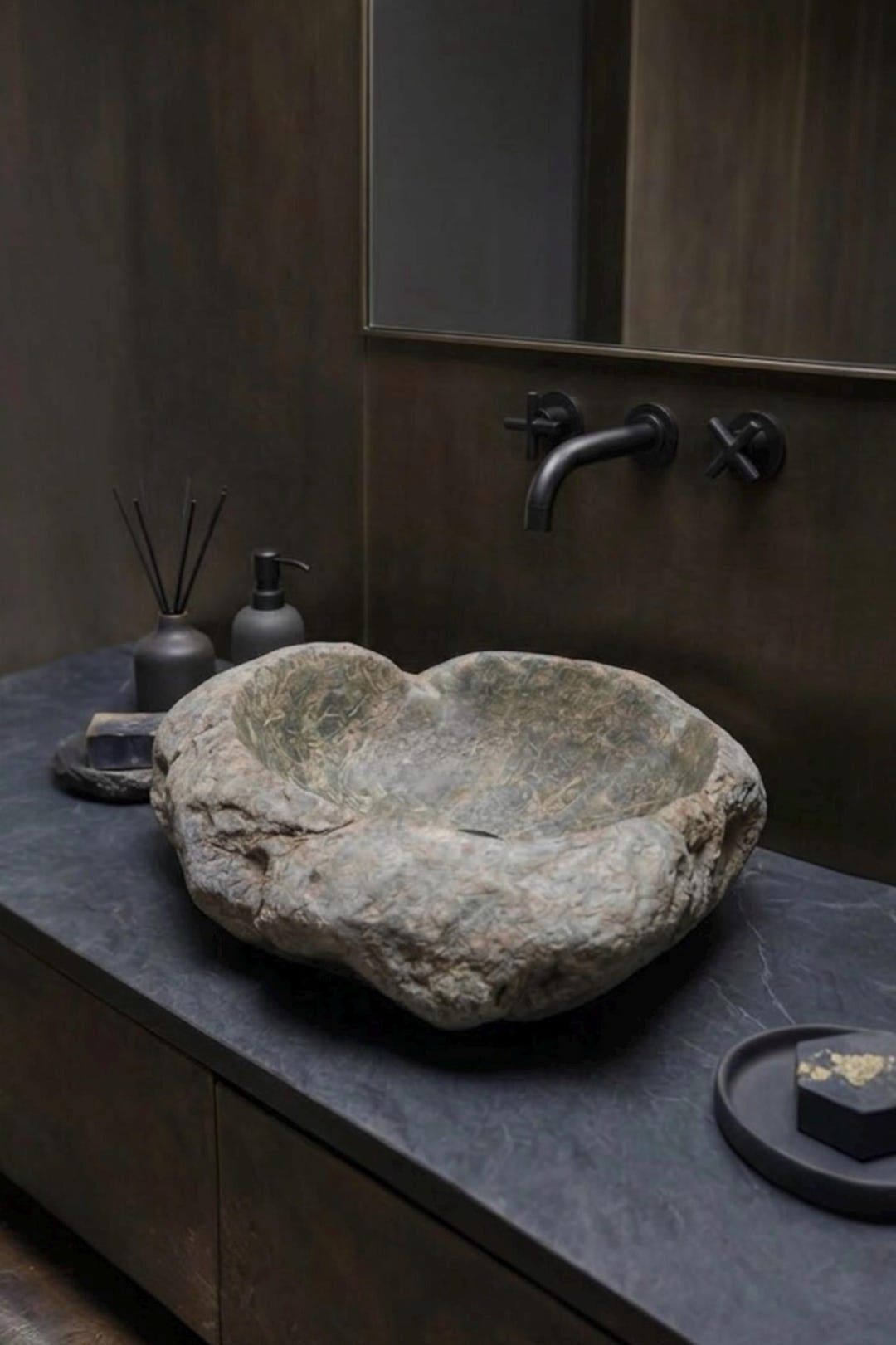 Natural River Stone Bathroom Sink – Organic Edge Vanity Basin - Etsy