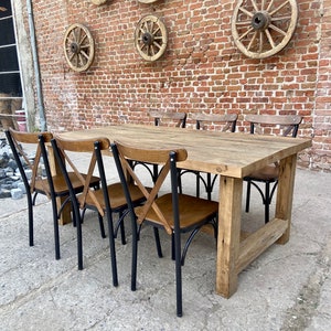 Rustic Oak Dining Table Reclaimed , Reclaimed Wood Kitchen Table With ...