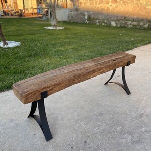 Outdoor Wood Bench Metal Legs, Garden Bench Outdoor, Reclaimed Rustic ...