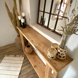 Reclaimed Oak Narrow Console Table: Rustic Hallway Entryway Sofa Table ...