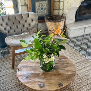 Unique Round Coffee Table Wood Rustic Farmhouse, Round Farmhouse Coffee ...