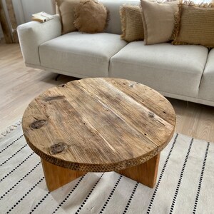 Unique Round Coffee Table Wood Rustic Farmhouse, Round Farmhouse Coffee ...