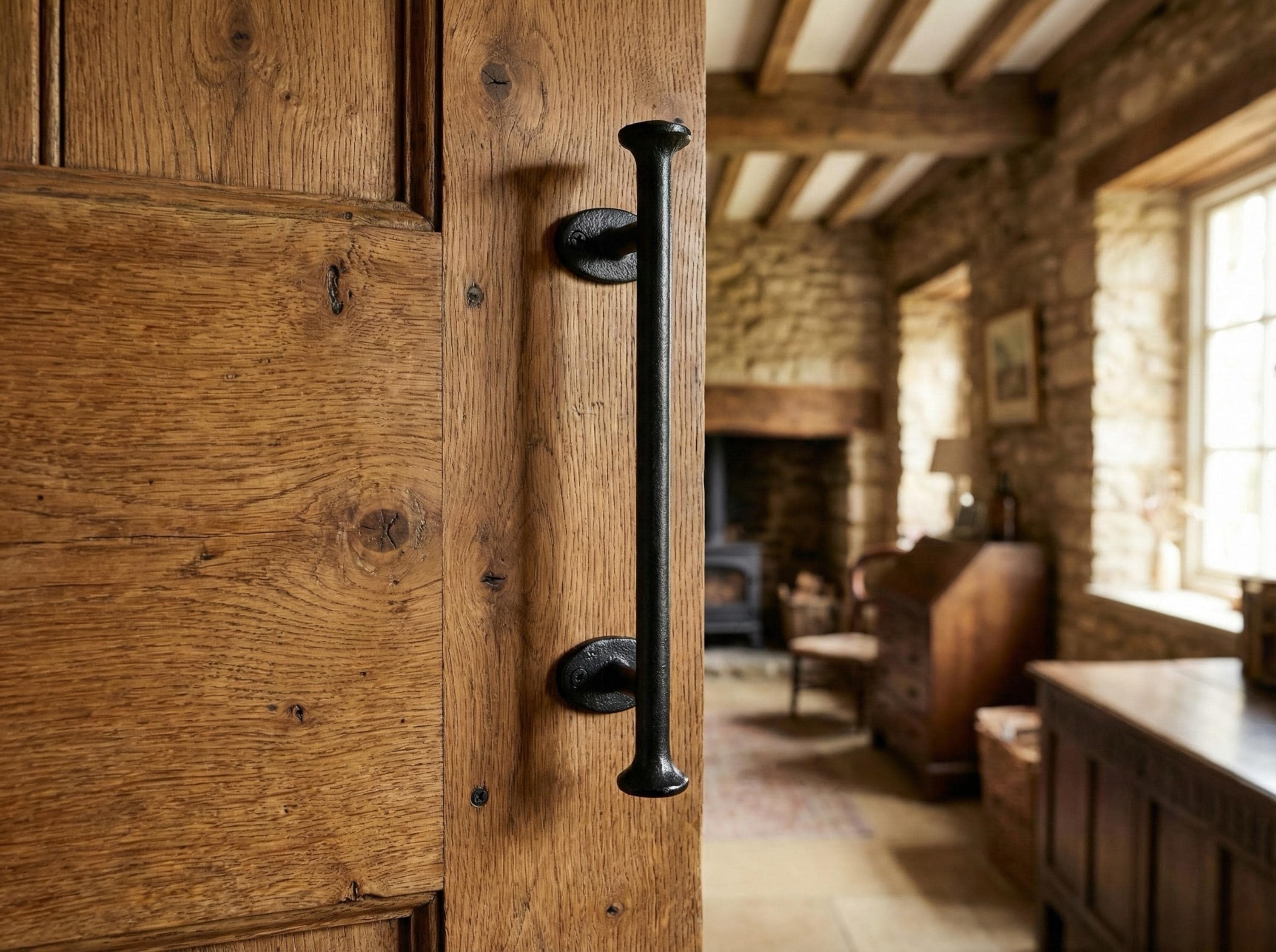 Rustic Sliding Barn Door Handle | Handmade Matte Black Iron Door Pull ...