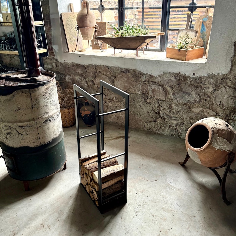 Heavy Duty Firewood Log Holder – Blacksmith Made Iron Rack for ...