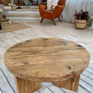 Unique Round Coffee Table Wood Rustic Farmhouse, Round Farmhouse Coffee ...