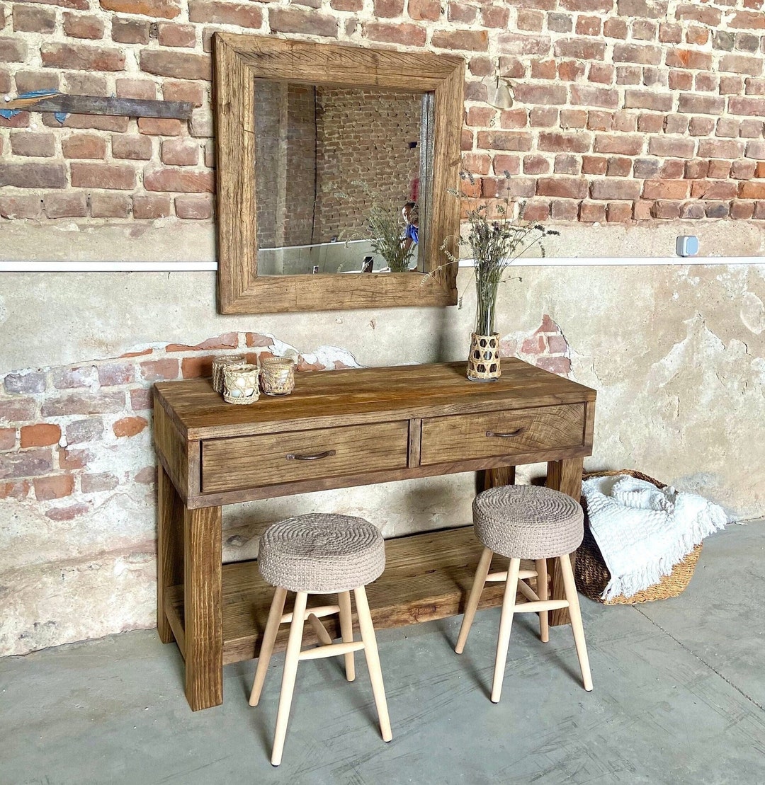 Rustic Farmhouse Console Table With Drawers, Reclaimed Wood Console ...