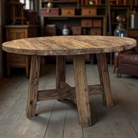 Rustic Reclaimed Round Dining Table - Farmhouse Style Wooden Kitchen ...