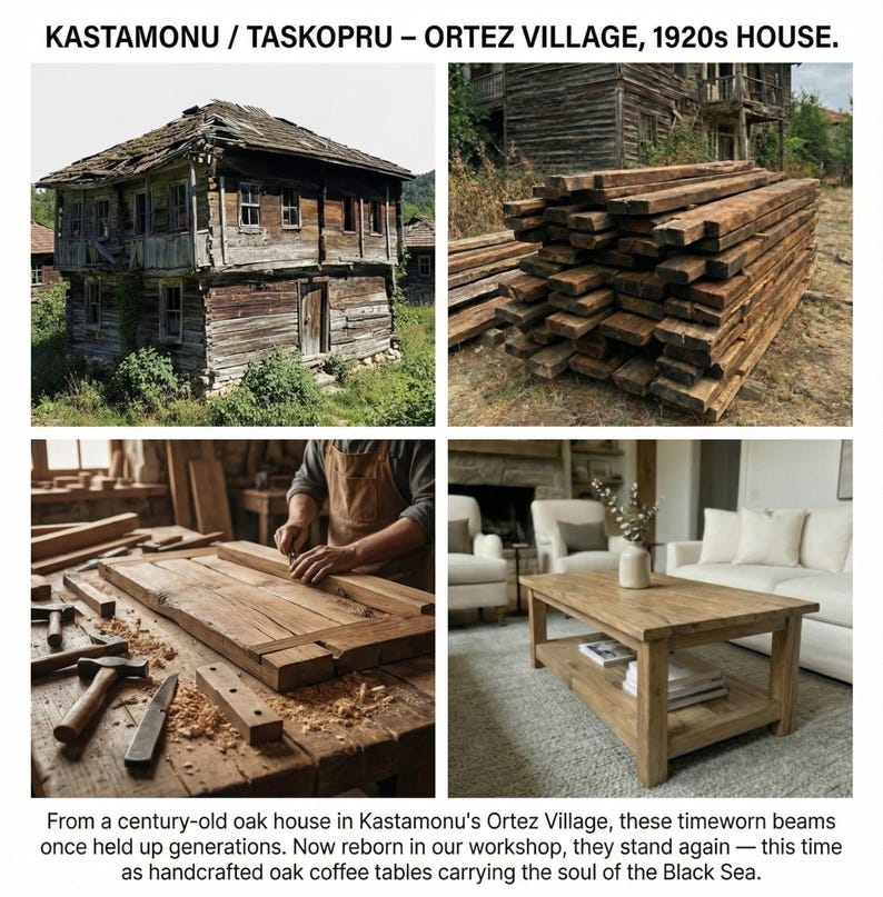 Reclaimed Oak Long Coffee Table With Shelf - Modern Farmhouse Living ...