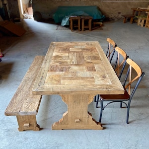 Rustic Farmhouse Dining Table Set, Reclaimed Wood Dining Table and ...
