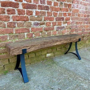 Outdoor Wood Bench Metal Legs, Garden Bench Outdoor, Reclaimed Rustic ...