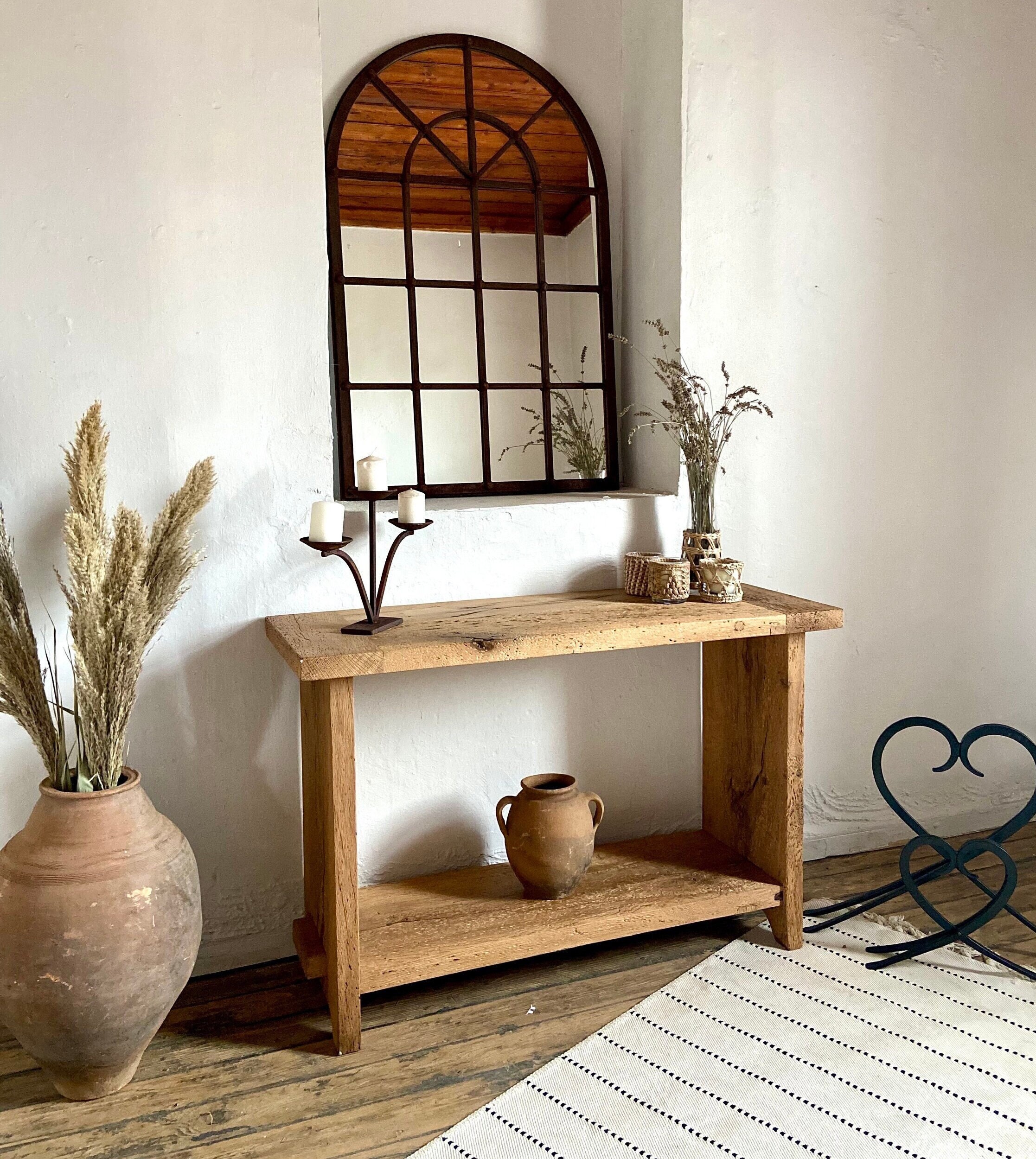 Reclaimed Oak Console Table With Shelf: Rustic Farmhouse Entryway ...