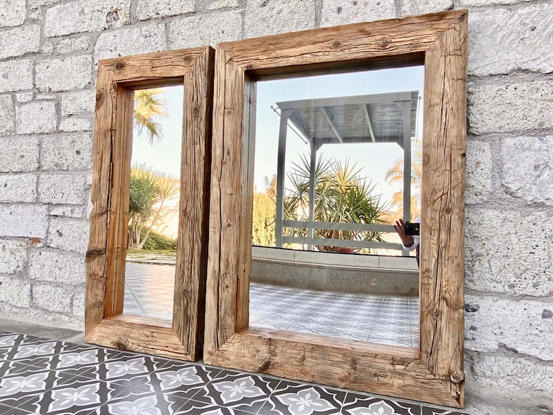 Rustic Reclaimed Wood Wall Mirror Antique Farmhouse Wall - Etsy Canada