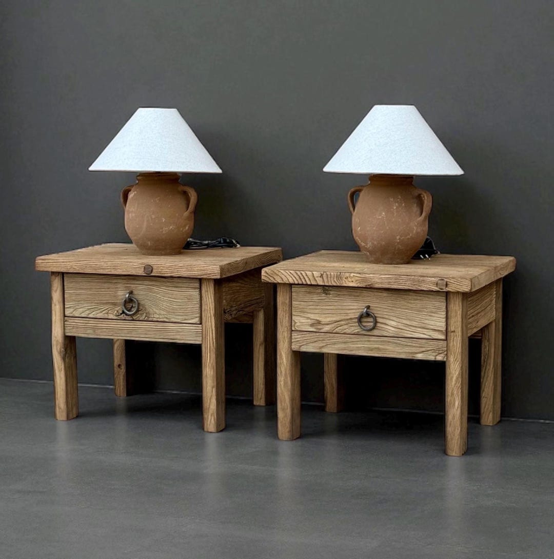 Reclaimed Wood Nightstand Pair: Rustic Barnwood Bedside Tables - Etsy