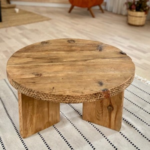 Unique Round Coffee Table Wood Rustic Farmhouse, Round Farmhouse Coffee ...