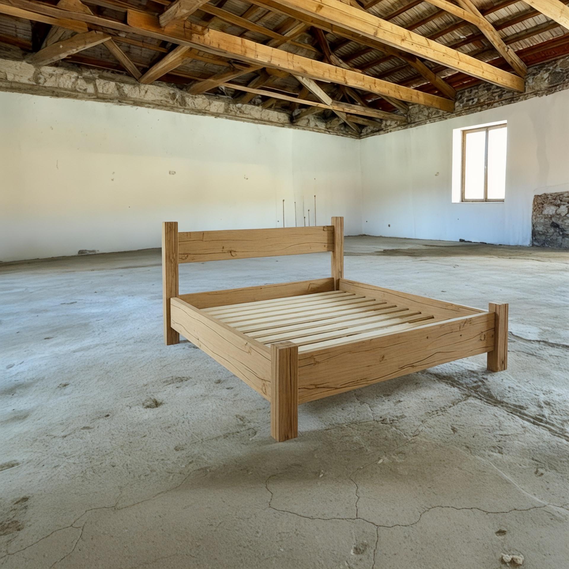 Modern Rustic Oak Bed Frame – Japandi Low Platform Design, Handmade ...