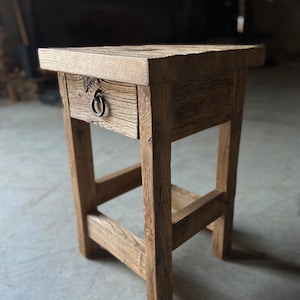 Rustic Reclaimed Wood End Table With Drawer: Farmhouse Style - Etsy