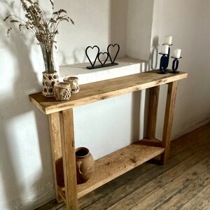 Tall Narrow Oak Console Table, Skinny Rustic Sofa Table, Narrow ...