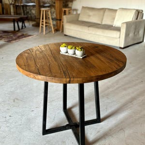 Rustic Oak and Steel Dining Table, Reclaimed Oak Dining Table, Rustic ...