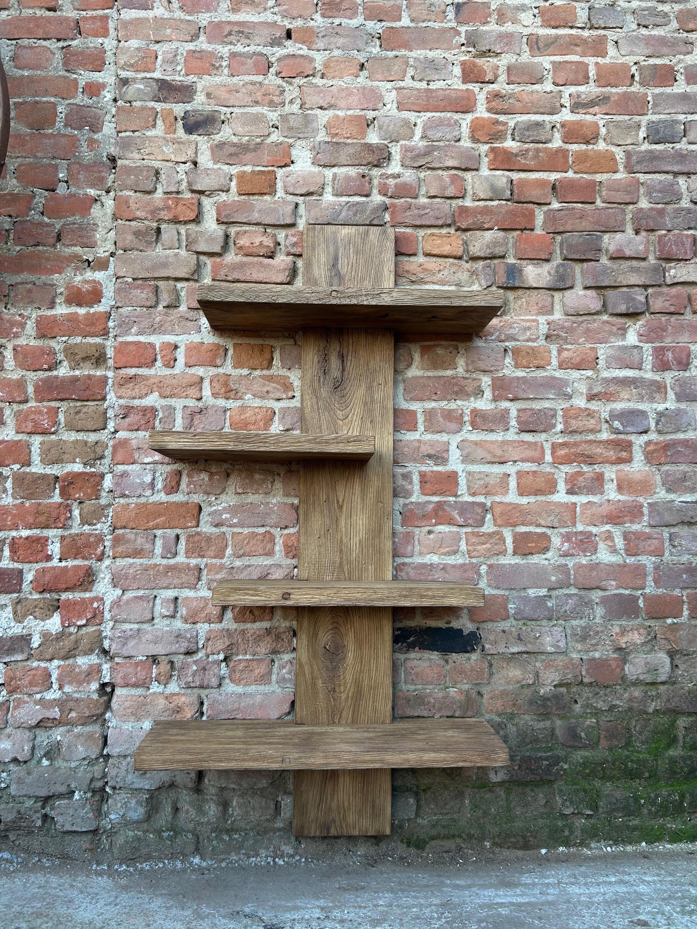 Reclaimed Oak Wall Mounted Bookshelf | Handmade Modern Rustic Beam ...