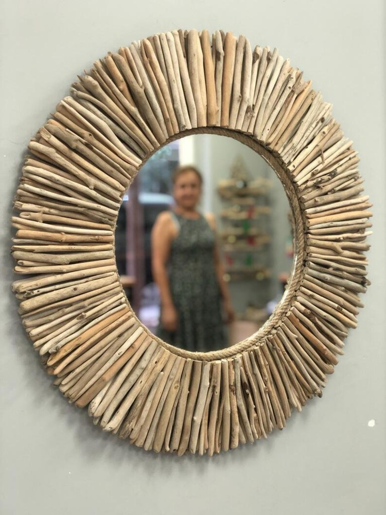 Drift Wood Sunburst Mirror Wall Decor Boho Sunshine Mirror - Etsy
