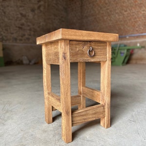 Rustic Reclaimed Wood End Table With Drawer, Rustic Side Table Living ...