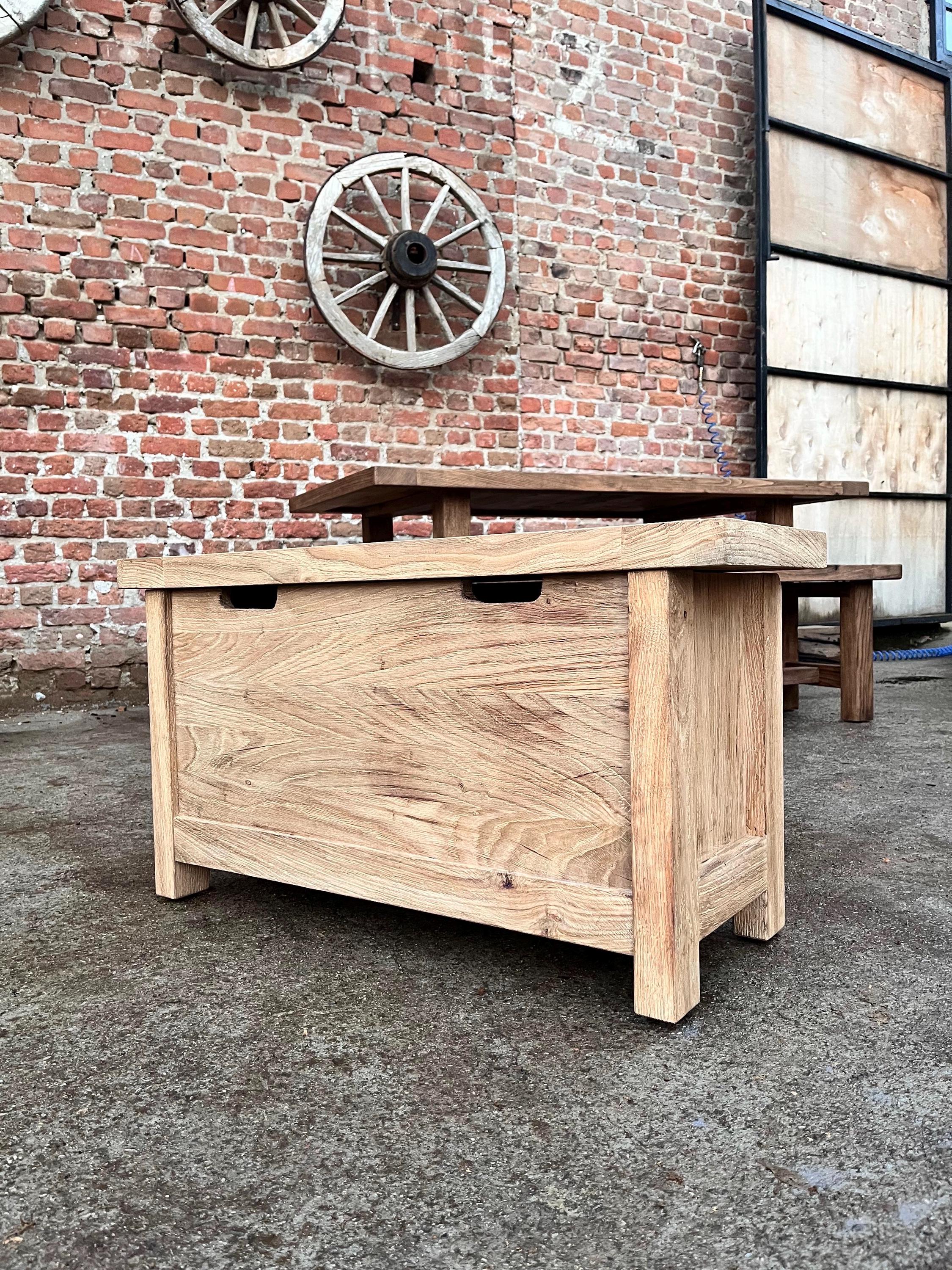 Handcrafted Rustic Oak Storage Bench – Multipurpose Entryway, Hallway ...