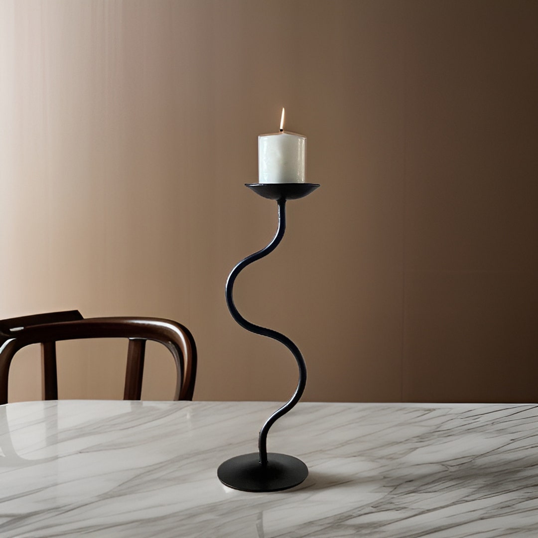 Hand Forged Candle Holder Metal, Pillar Candle Holder Centerpiece ...