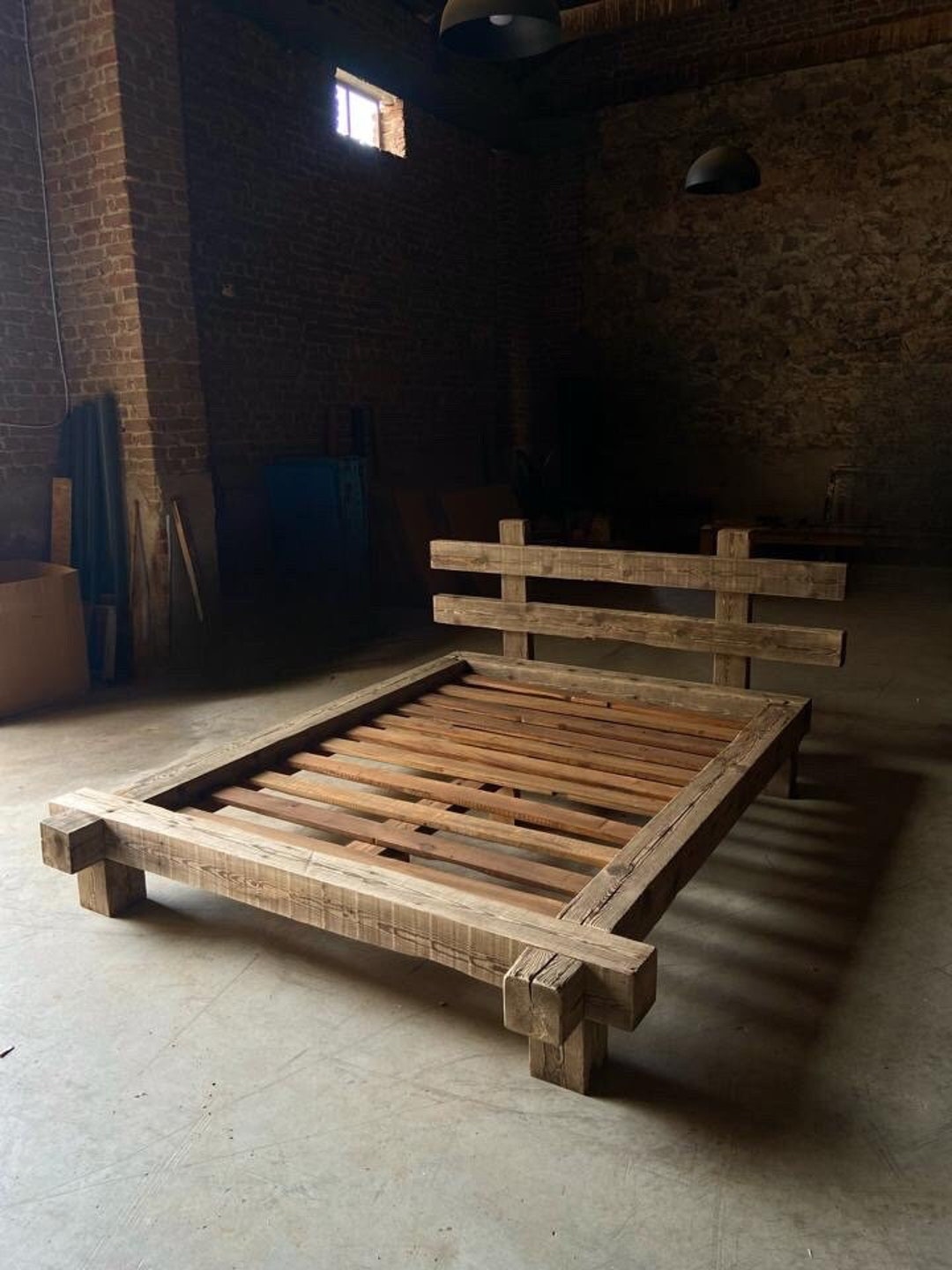 Rustic Wood Bed Frame Queen, Rustic Bedroom Furniture, Reclaimed Wood ...