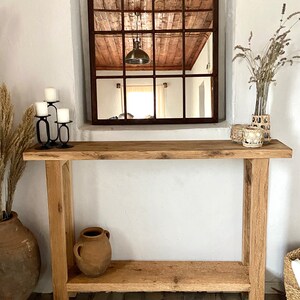 Reclaimed Oak Narrow Console Table: Rustic Hallway Entryway Sofa Table ...