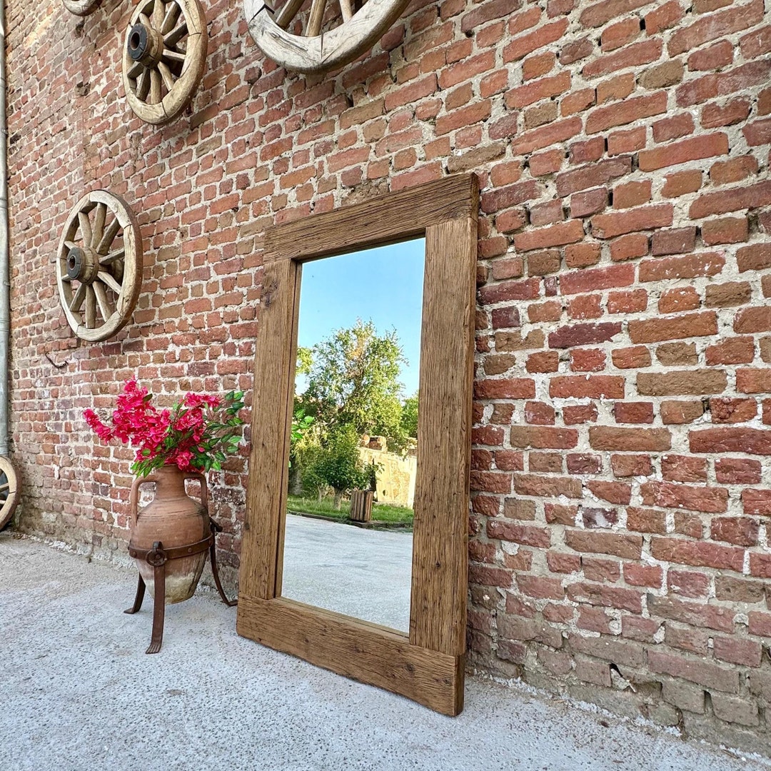 Reclaimed Wood Mirror Large Frame, Rustic Farmhouse Mirror, Floor ...