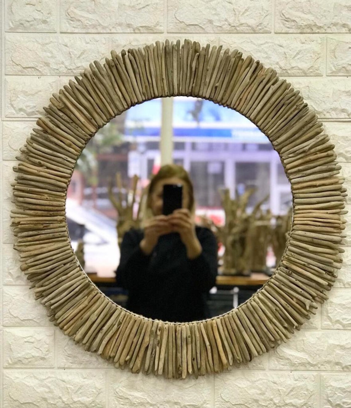 Drift Wood Sunburst Mirror Wall Decor Boho Sunshine Mirror - Etsy