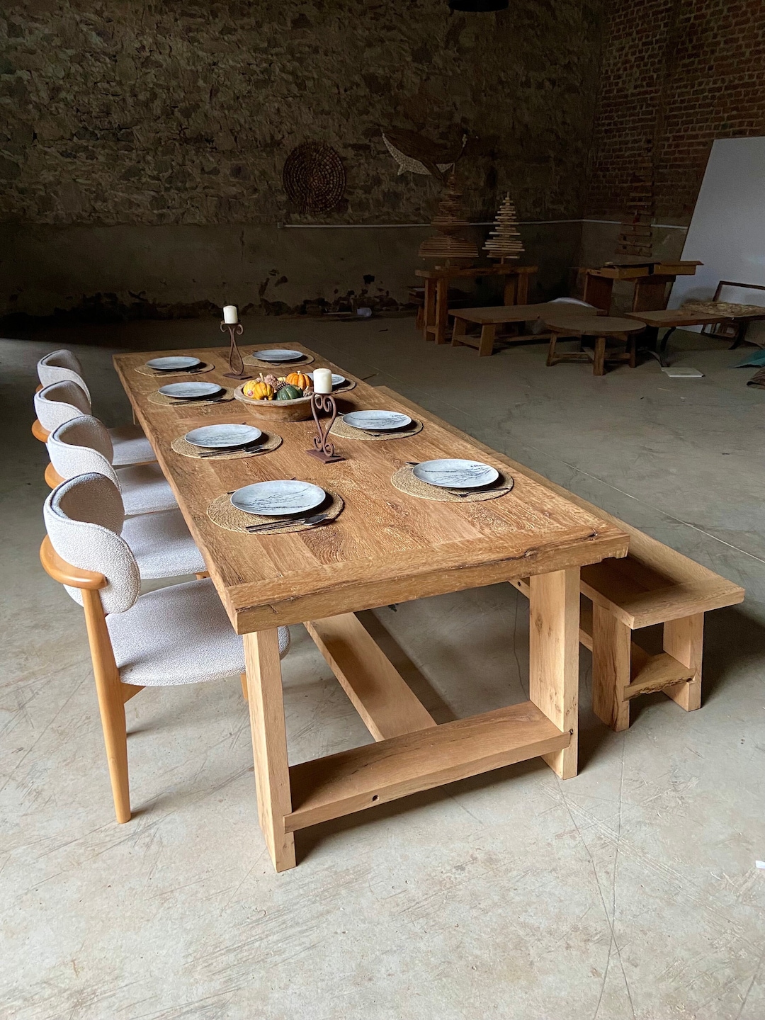 Rustic Oak Extra Large Dining Table, Modern Reclaimed Wood Dining Table ...